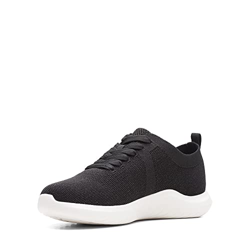 Clarks Women's Nova Glint Sneaker, Black Knit, 7