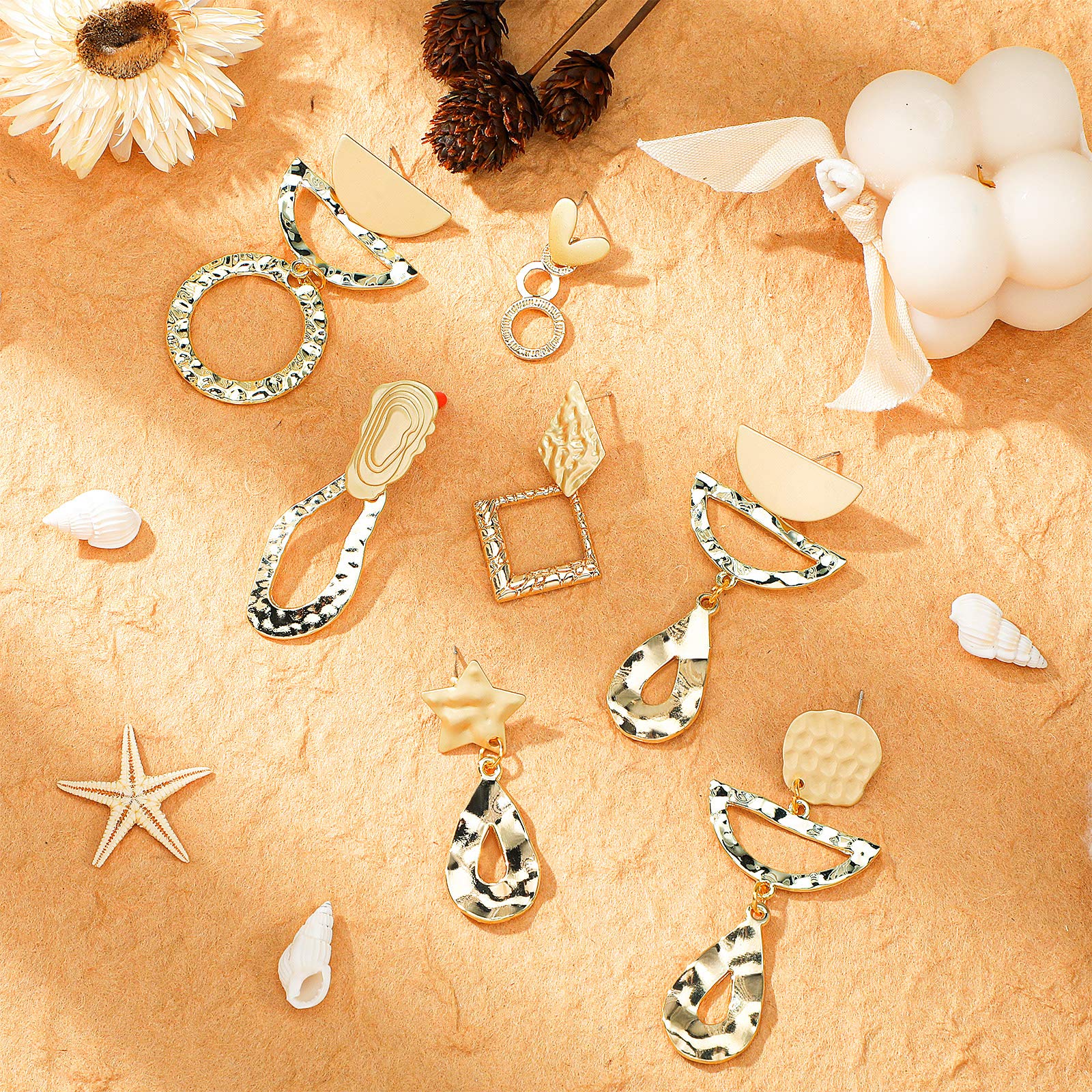 80 Pieces Gold Plated Earring Posts Earring Studs with Loop Hole Heart Star Shaped Earring Studs for Jewelry Earring Making, Assorted Shapes