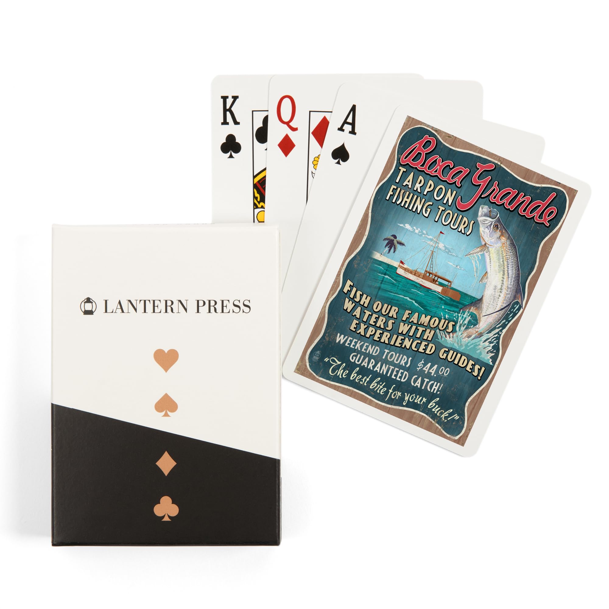 Boca Grande, Florida, Tarpon Fishing Tours Vintage Sign (52 Playing Cards, Poker Size)