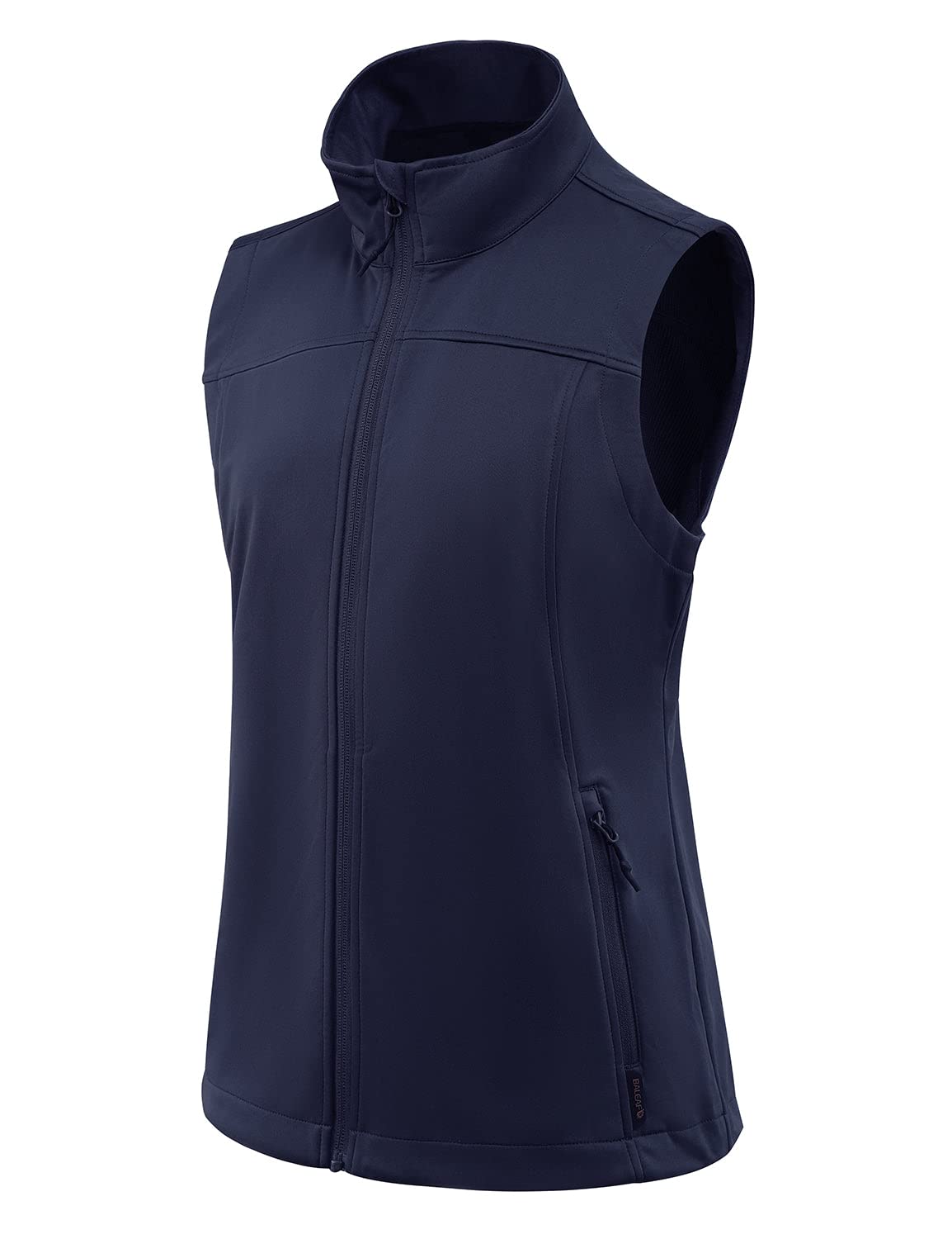 baleaf Women's Lightweight Vest Softshell Sleeveless Jacket Windproof Stand Collar with Zipper Pockets Running Hiking Golf Navy Blue L