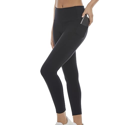 Danskin womens Double Brushed 7/8 Leggings, Black Salt, Medium US