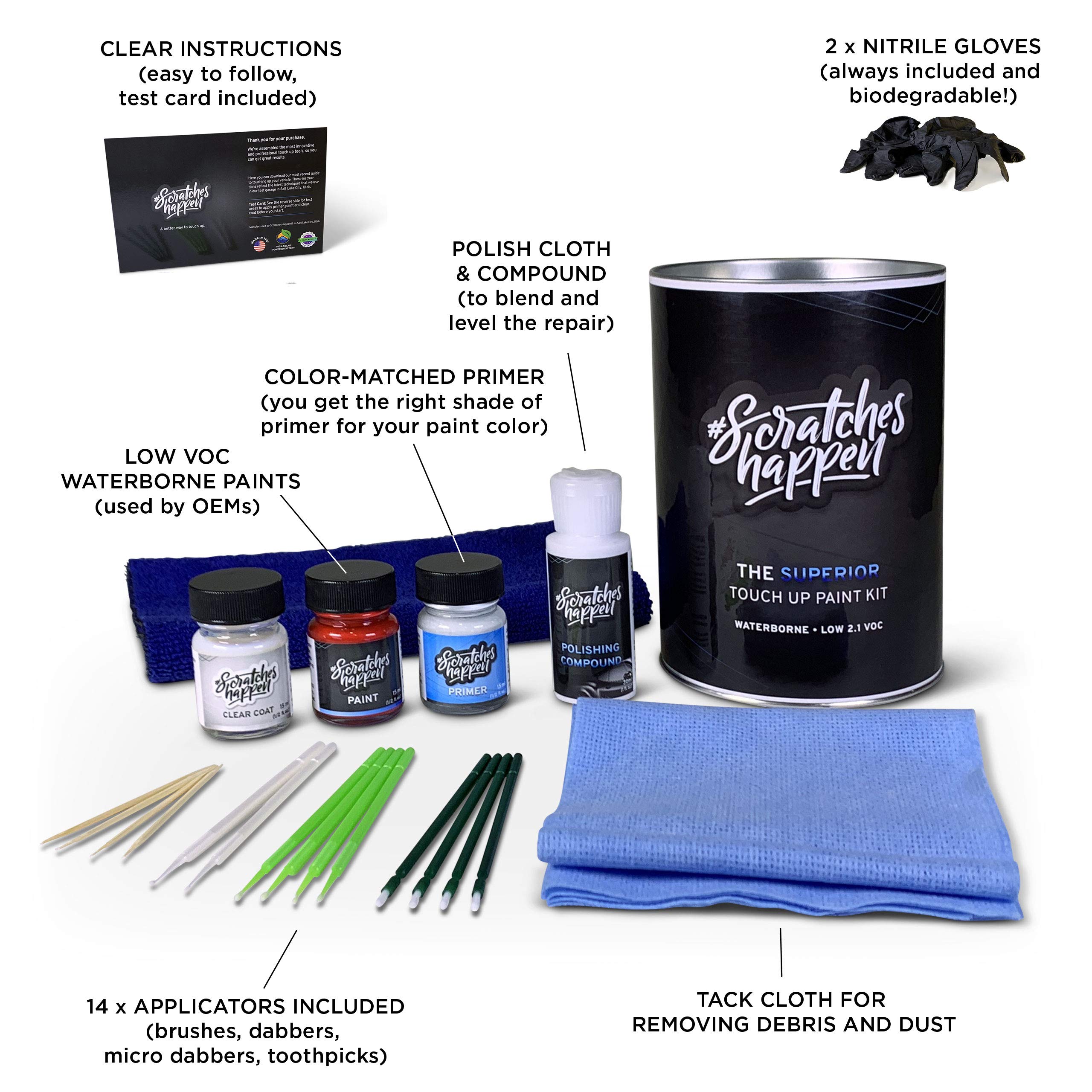 ScratchesHappen Exact-Match Touch Up Paint Kit Compatible with GMC Merlot Jewel Metallic (WA573Q/13/GIS) - Bottle, Complete