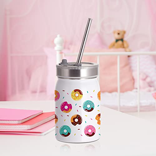 PYD Life Blanks Mason Jar 17 OZ Wide Mouth White Stainless Steel Tumbler with Lid and Metal Straw for Cricut Mug Press Machine Sublimation Print 4 Pack