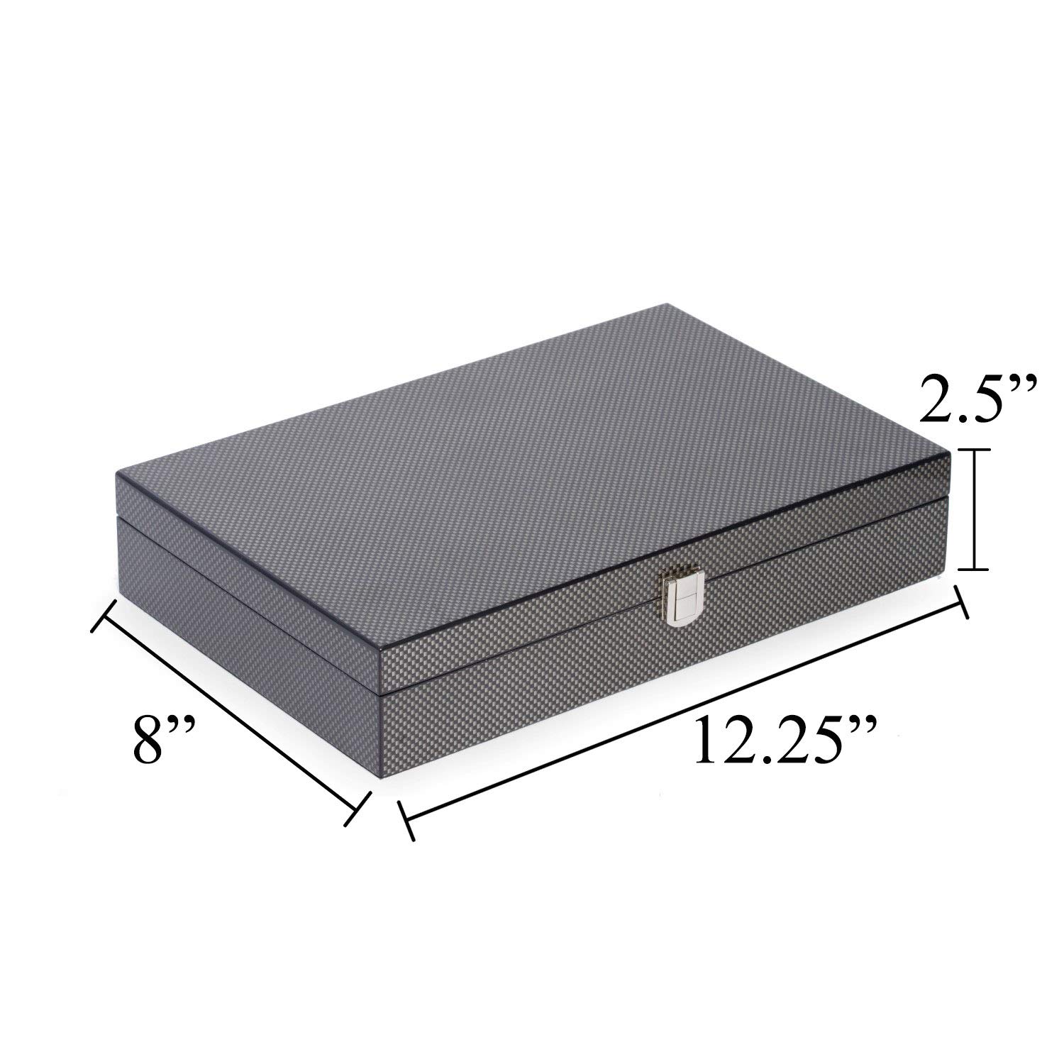 Bey-Berk Luxury Designer Poker Set with Lacquered Carbon Fiber Wood Case and Designer Finish with Playing Cards, 200 11.5 gram Clay Composite Chips, and Poker Dice