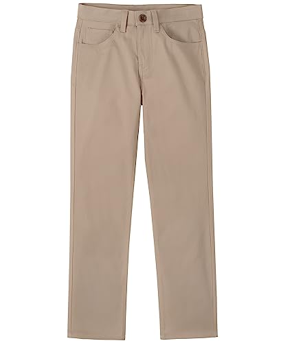 Nautica boys Flat Front Stretch Twill Chino Khaki Pants, Khaki 5-pocket, 12 US