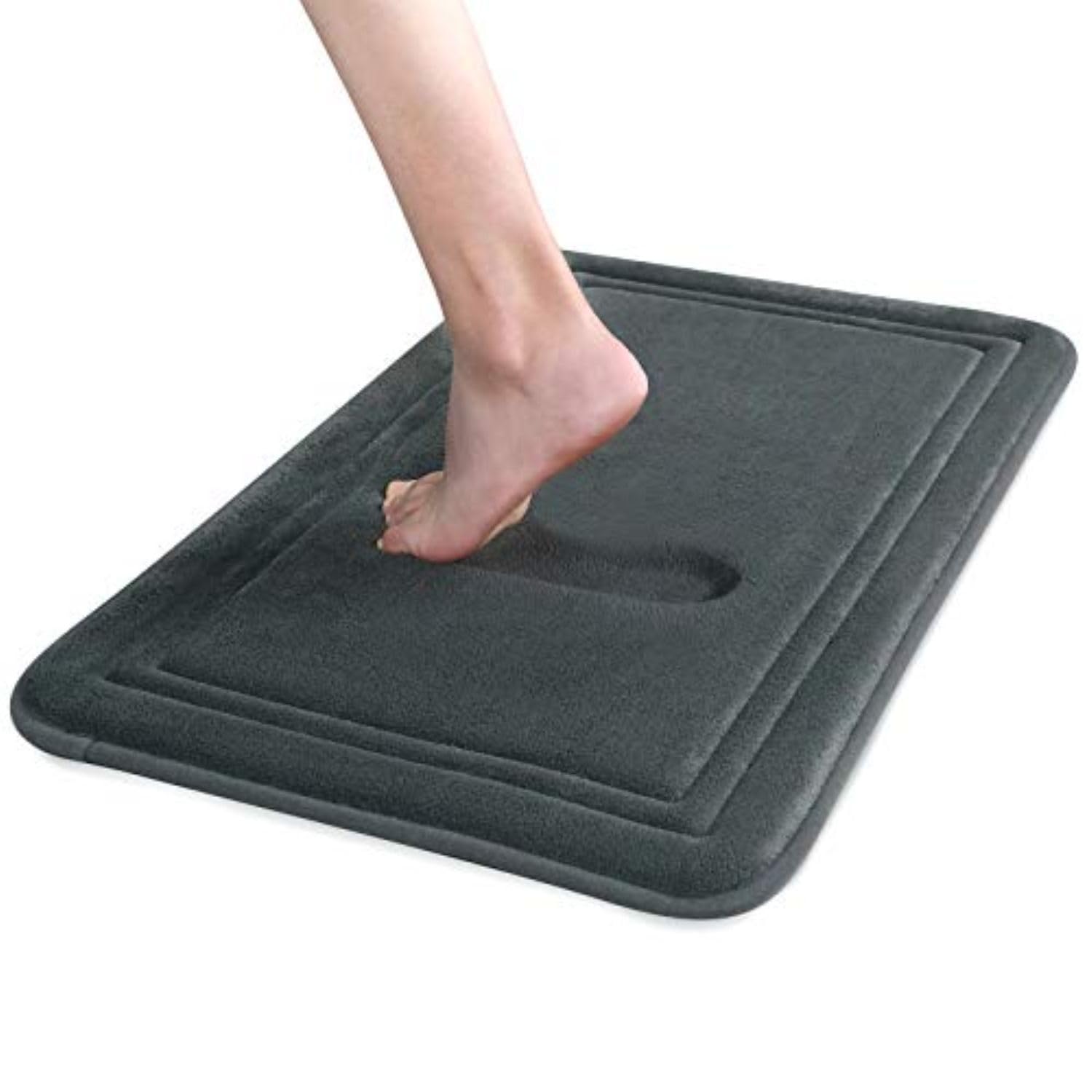 ITSOFT Memory Foam Bath Mat 31x20, Non Slip, Machine Washable, Quick Dry & Absorbent Rugs, Bath Mats for Bathroom Floor, Tub & Shower, Bathroom Rug, Charcoal Gray