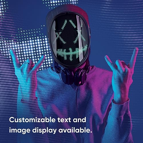 CHEMION Led Mask with Bluetooth App, Led Face Mask for Adults, Digital Face Mask for Birthday Parties, Concerts, Costume mask (AA Battery)