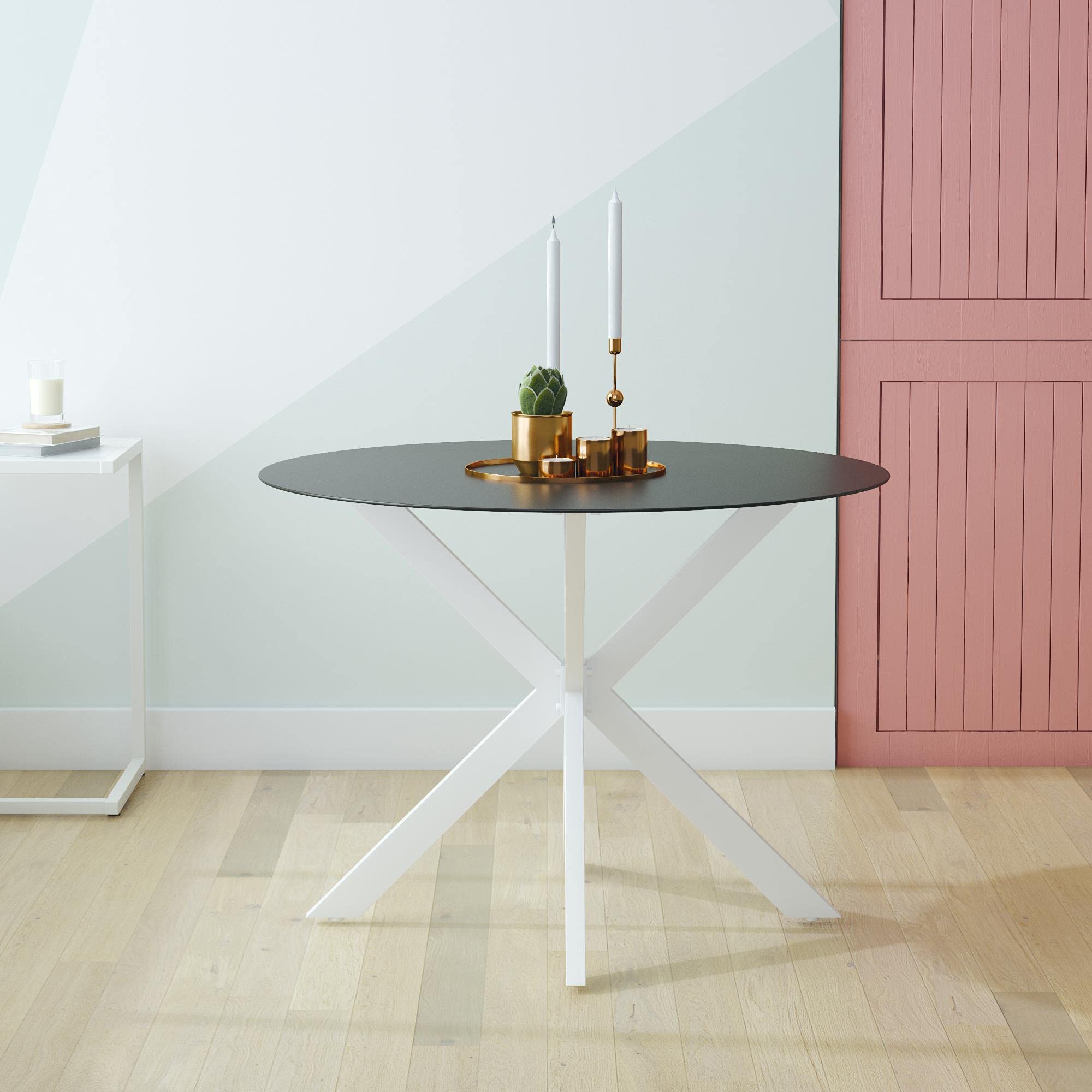 CosmoLiving by Cosmopolitan 88289WHGE Circi Collection Dining Table with Glass Top, White