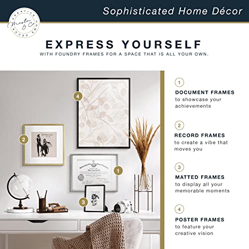 MCS Master & Co. Foundry Metal 16x20 Picture Frame, Display Pictures 11x14 With Mat or 16x20 Without Mat, Vertical & Horizontal Wall Hanging Picture Frame for Photos & Posters, Dark Silver (1-Pack)