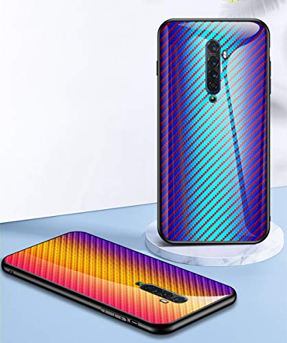 Grandcase Oppo Reno 2 Case,Ultra-Thin Advanced Carbon Fiber Texture Gradient Glass Box Scratch Resistant Tempered Glass Back Cover Case for Oppo Reno 2 6.5" -Gold