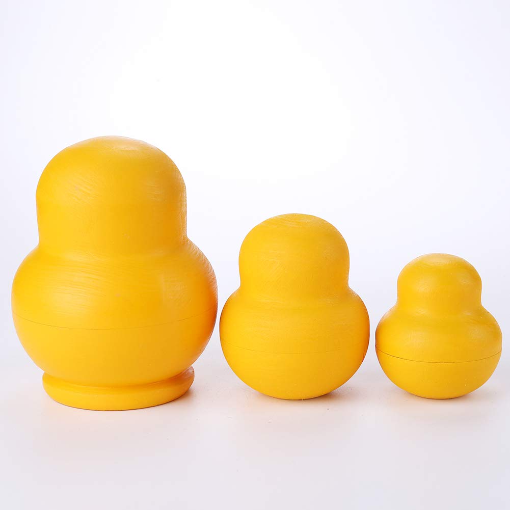 10 Pcs Wooden Yellow Duck Handmade Russian Nesting Dolls Toys, Cute Lovely Animal Matryoshka Stacking Dolls Home Decor, Educational Learning Toys for Adults