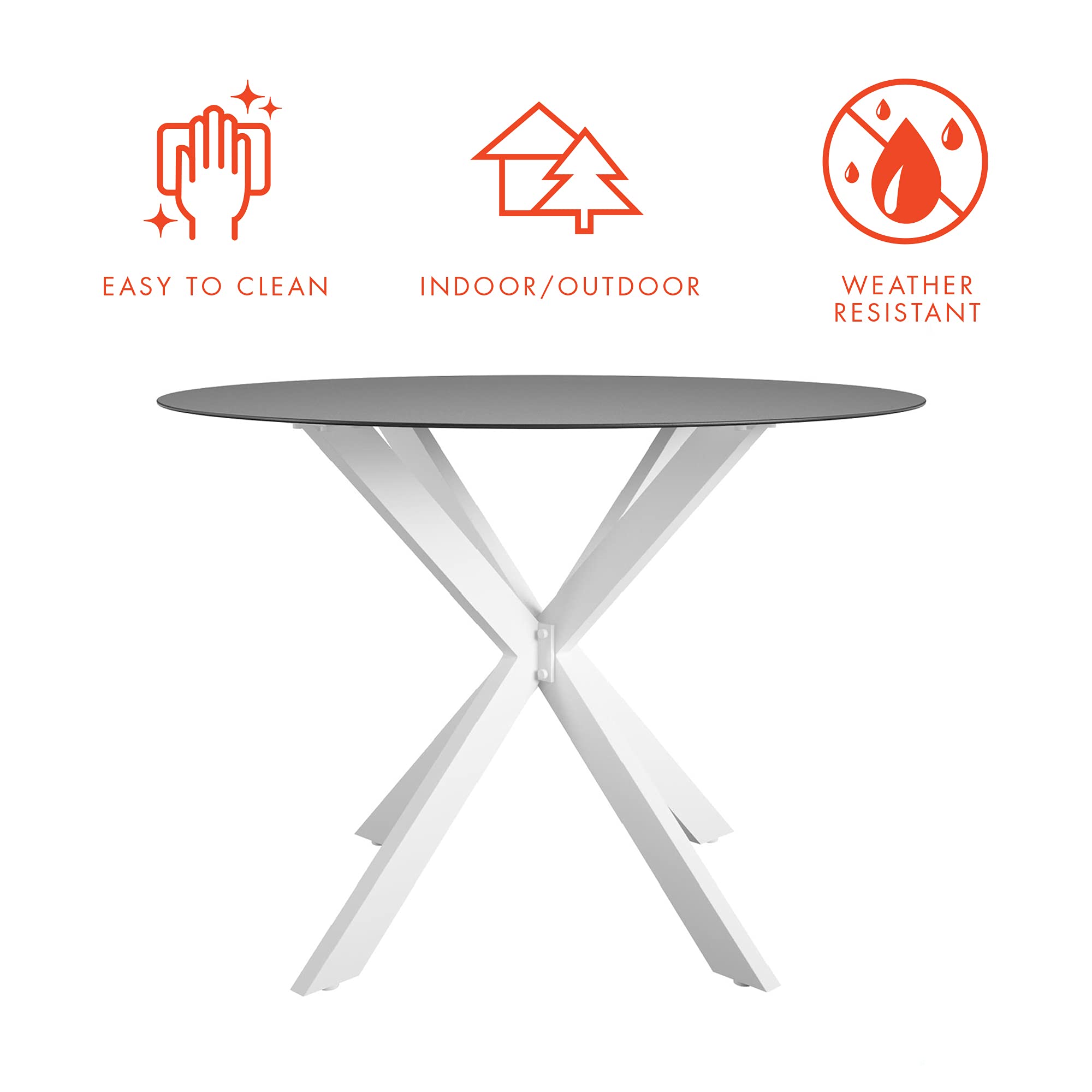 CosmoLiving by Cosmopolitan 88289WHGE Circi Collection Dining Table with Glass Top, White