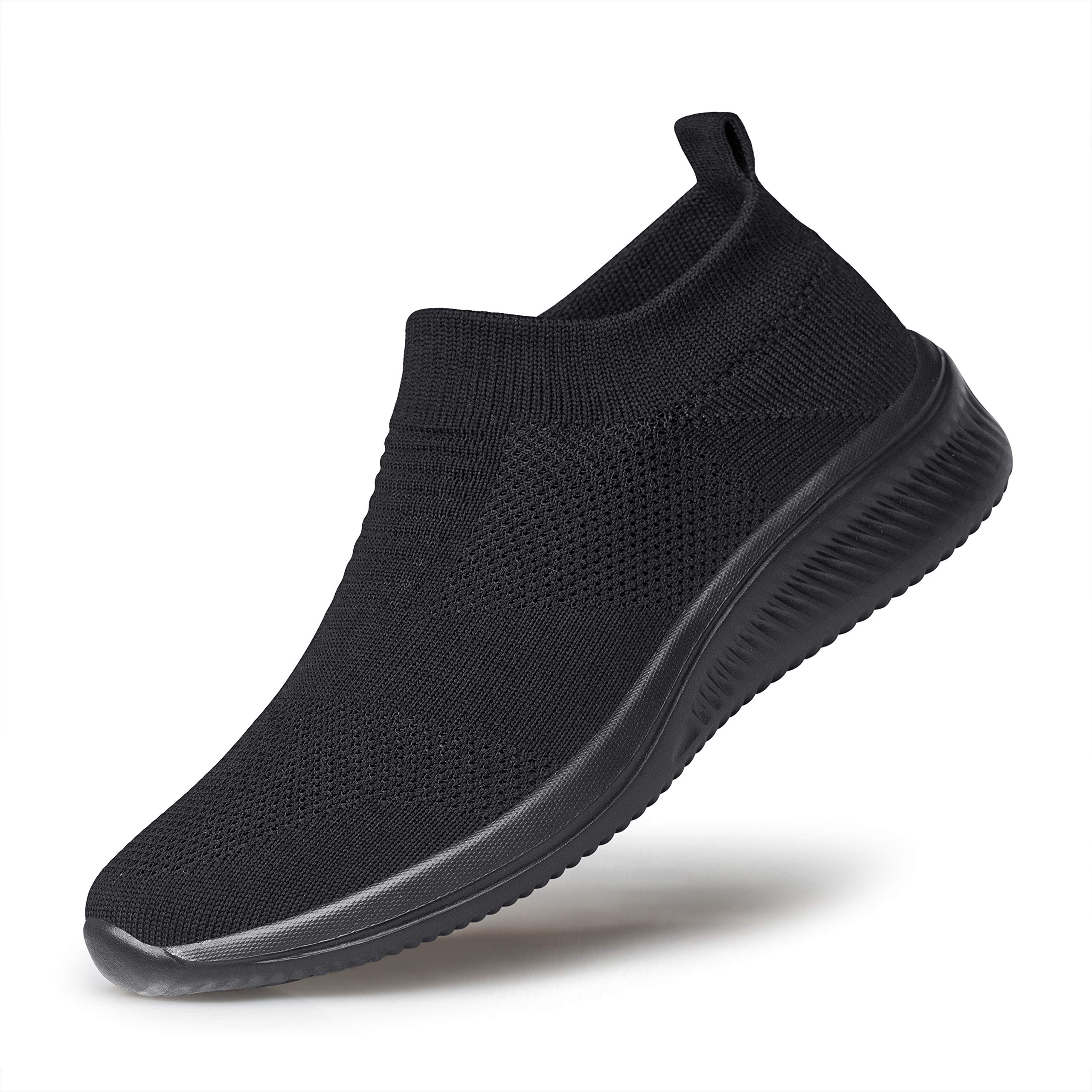 Vidbiv Men Slip on Casual Trainers Walking Shoes - Breathable Slip-on Lightweight Comfortable Tennis Mesh Sneaker Allblack