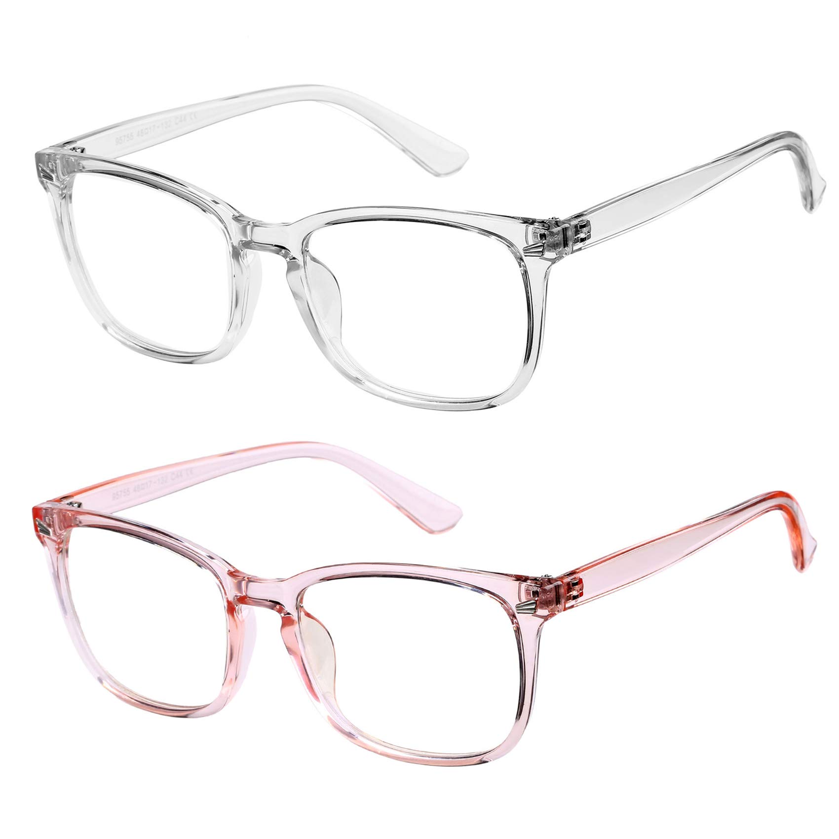 Hycredi Kids Blue Light Blocking Glasses,Anti Eyestrain & UV Protection, Computer Gaming TV Phone Glasses for Boys Girls (Clear Pink+Clear)