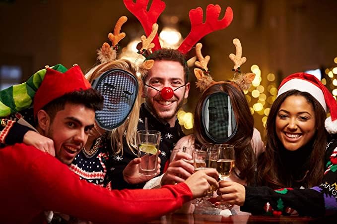 CHEMION Led Mask with Bluetooth App, Led Face Mask for Adults, Digital Face Mask for Birthday Parties, Concerts, Costume mask (AA Battery)