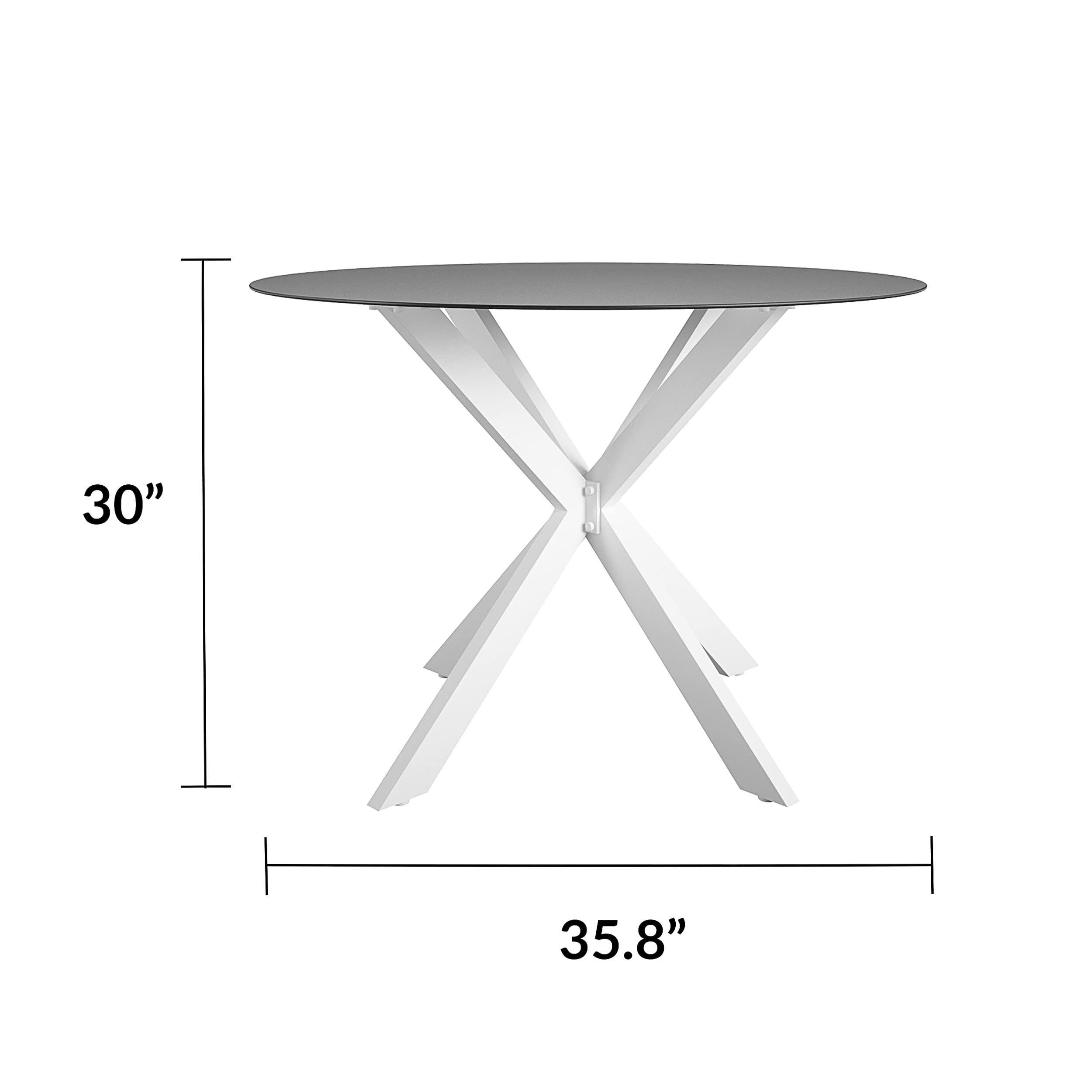 CosmoLiving by Cosmopolitan 88289WHGE Circi Collection Dining Table with Glass Top, White