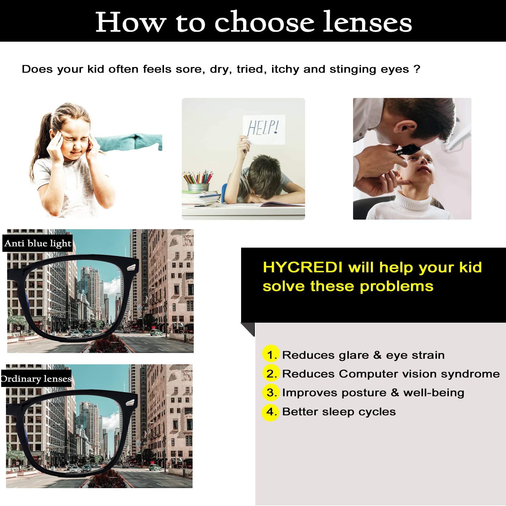 Hycredi Kids Blue Light Blocking Glasses,Anti Eyestrain & UV Protection, Computer Gaming TV Phone Glasses for Boys Girls (Clear Pink+Clear)