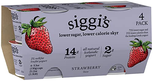 Siggi's, Lower Sugar Strawberry Yogurt 4 Count, 5.3 Ounce
