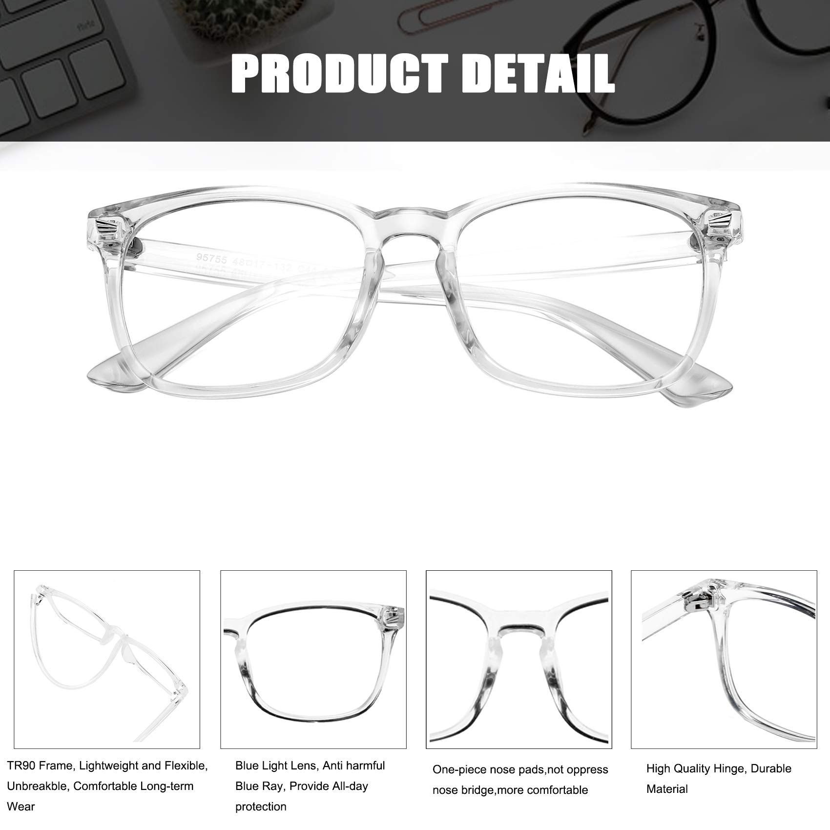 Hycredi Kids Blue Light Blocking Glasses,Anti Eyestrain & UV Protection, Computer Gaming TV Phone Glasses for Boys Girls (Clear Pink+Clear)