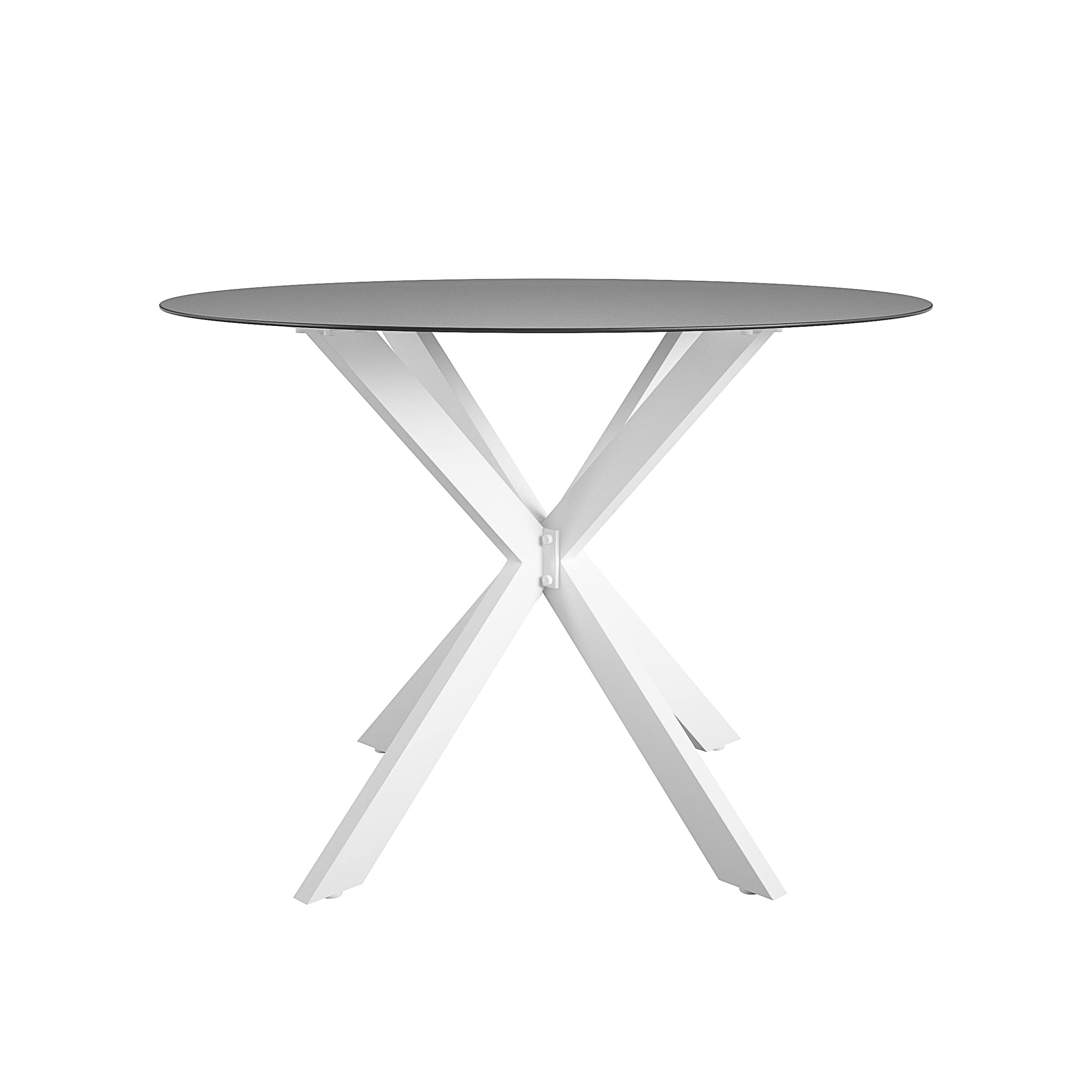CosmoLiving by Cosmopolitan 88289WHGE Circi Collection Dining Table with Glass Top, White