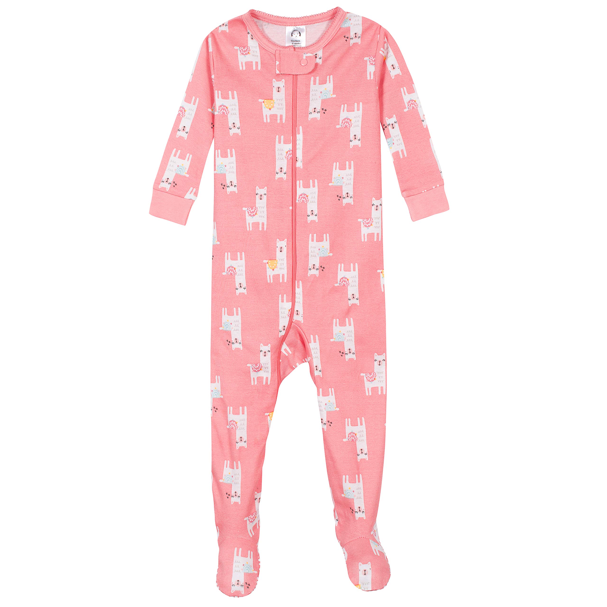 Gerber Baby Girls' Toddler 2-Pack Footed Pajamas, Llama Pink, 5T