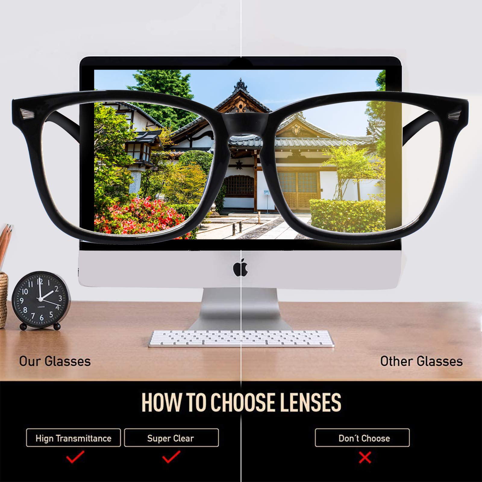 VIDEBLA 5 Pack Blue Light Blocking Reading Glasses,Spring Hinge Computer Readers for Women Men,Anti UV Ray Filter Nerd Eyeglasses (Mix, 2.00)