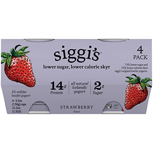 Siggi's, Lower Sugar Strawberry Yogurt 4 Count, 5.3 Ounce