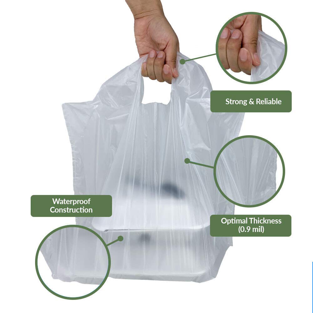 Reli. To Go/Take Out Bags (250 Count Bulk)(Large 23"L x 12" W x 12.5"H) Reusable Plastic Bags with Handles | Die Cut Handle - Plastic | Use for Shopping, Business, Carry Out, Restaurant