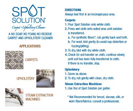 Spot Solution – Carpet & Upholstery Spot Cleaner for Stains – Odor Free - Removes Pet Stain and People Stains – Ideal Cleaning Solution for Indoor Purposes – No Soap, No Residue – (32 Oz)