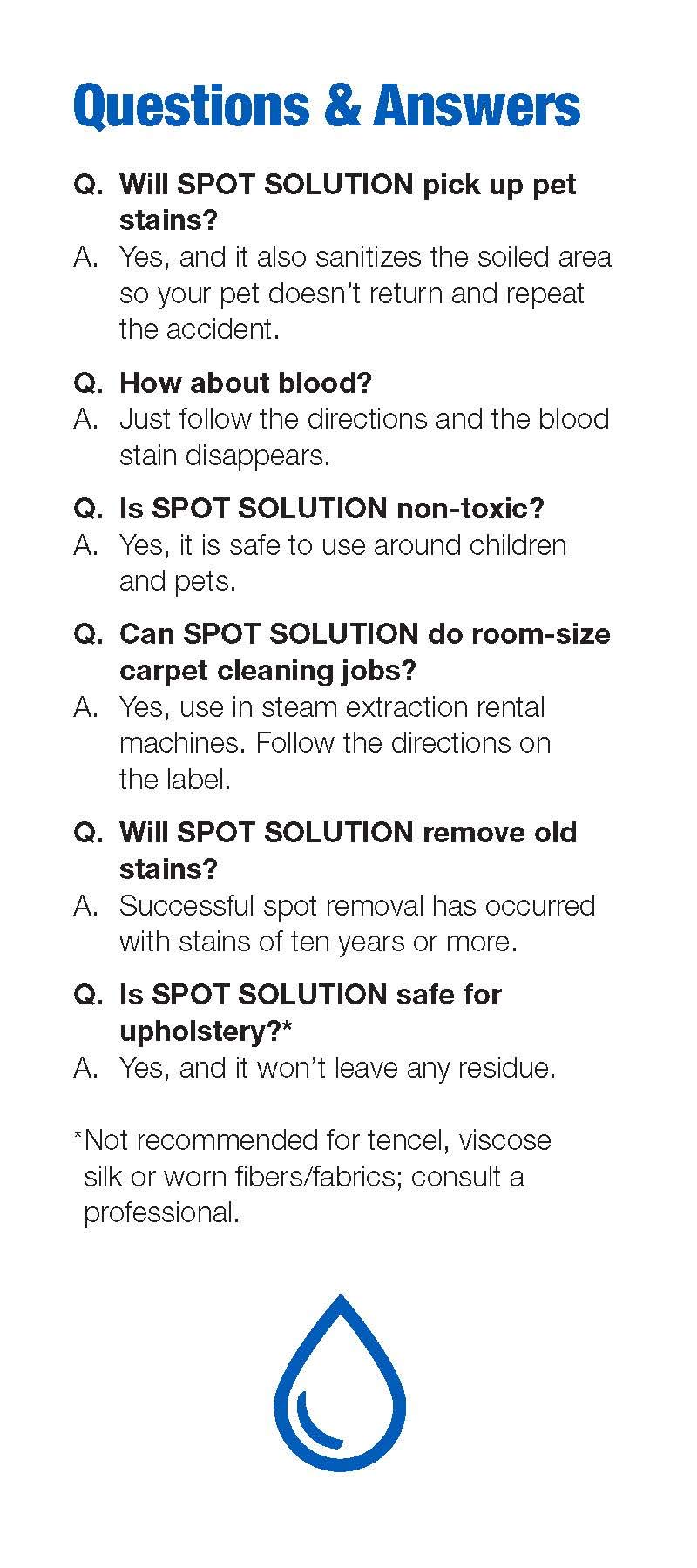 Spot Solution – Carpet & Upholstery Spot Cleaner for Stains – Odor Free - Removes Pet Stain and People Stains – Ideal Cleaning Solution for Indoor Purposes – No Soap, No Residue – (32 Oz)