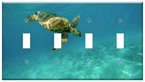 Switch Plate 4 Gang Toggle - Carapace Marine Turtle Ocean Sea Sea Turtle