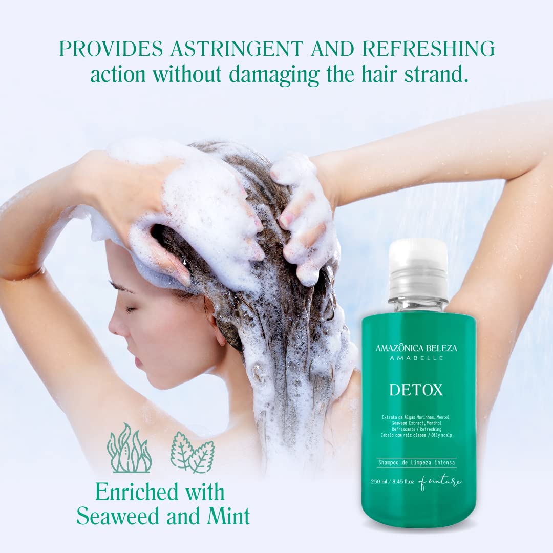 AMAZÓNICA BELEZA AMABELLE Detox Deep Cleansing Shampoo for all Hair Types, Intense Cleaning in Every Pore of the Scalp, 8.45 Oz
