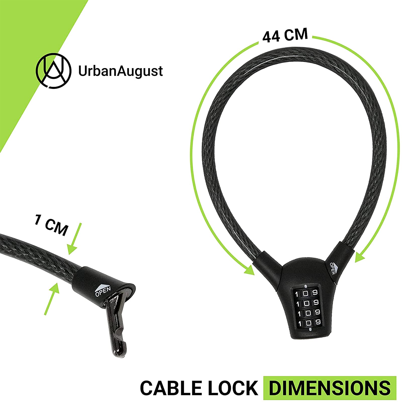 Urban August Max Refrigerator Cabinet Locks for Adults Kids Toddlers - Premium Cable Locks with Combination 4-Digit Code - Cut-Resistant Easy-to-use Multifunctional French Door Lock - One Pack