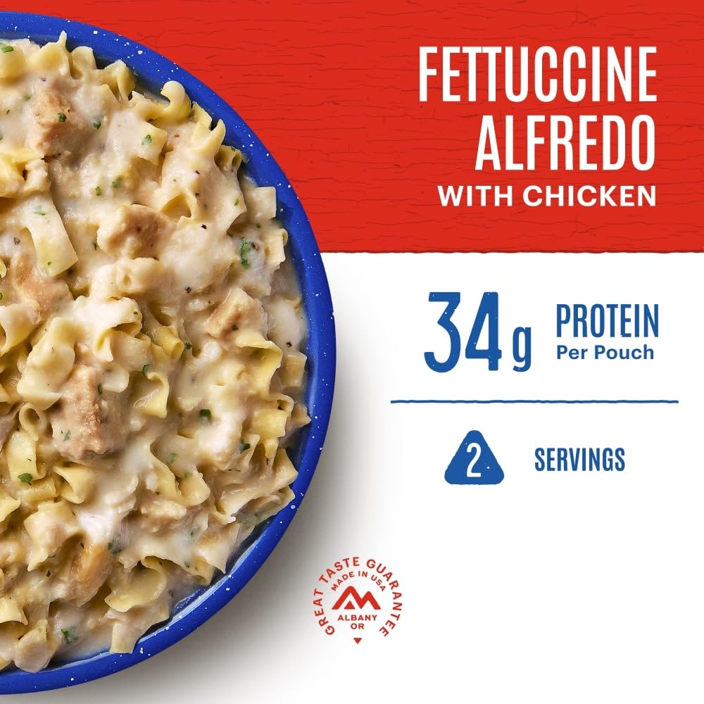 Mountain House Fettuccine Alfredo with Chicken | Freeze Dried Backpacking & Camping Food | 2-Servings