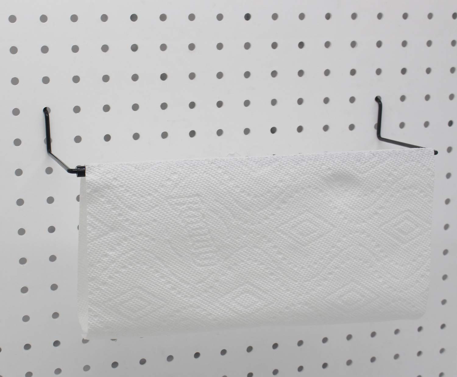 Paper Towel Holder for Pegboard, Extendable, Fit Any Standard Pegboard, Pegboard Organization Accessory Hook for Workshop, Garage, Kitchen, Laundry Room, Bathroom 4 Packs, Black (4 PCS)