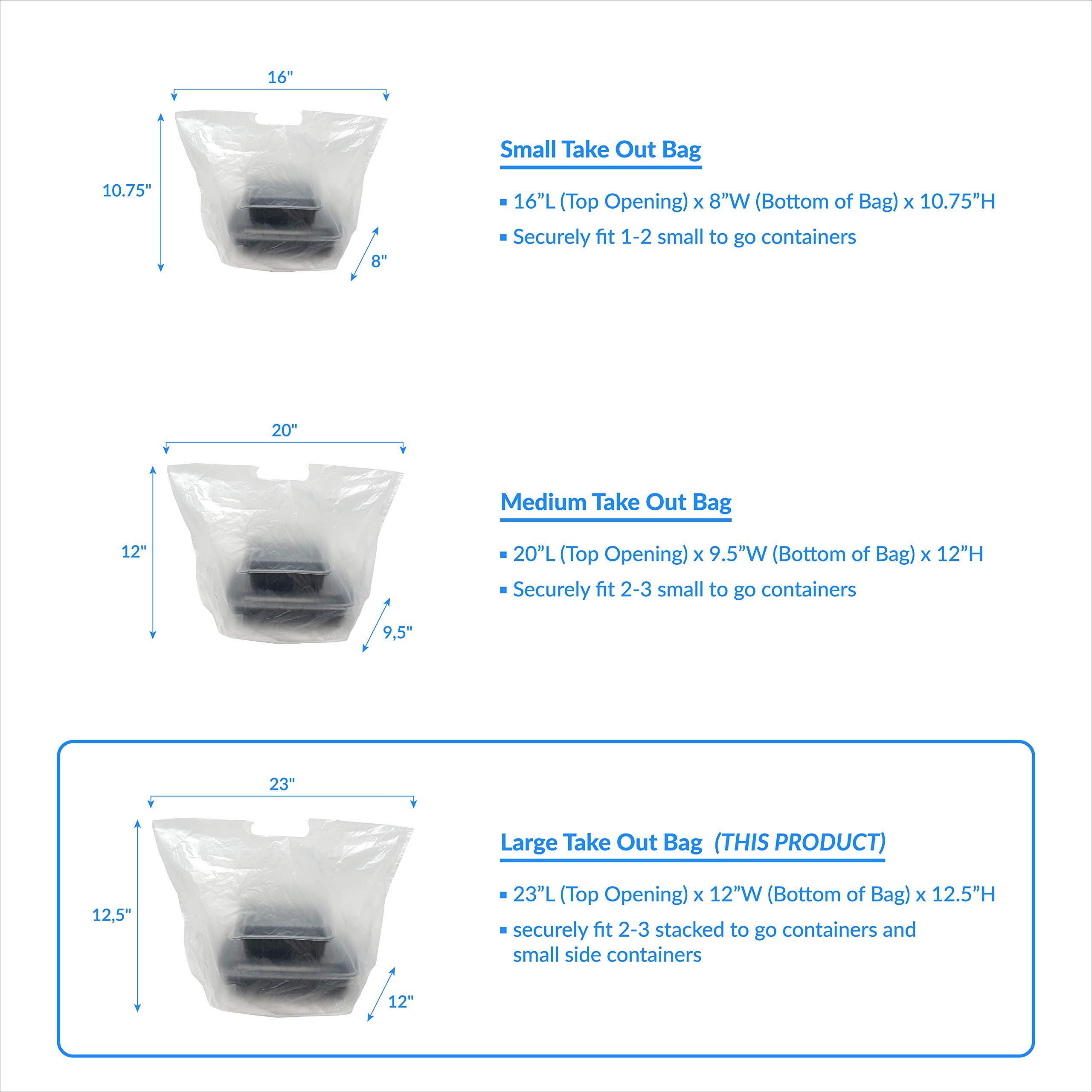 Reli. To Go/Take Out Bags (250 Count Bulk)(Large 23"L x 12" W x 12.5"H) Reusable Plastic Bags with Handles | Die Cut Handle - Plastic | Use for Shopping, Business, Carry Out, Restaurant