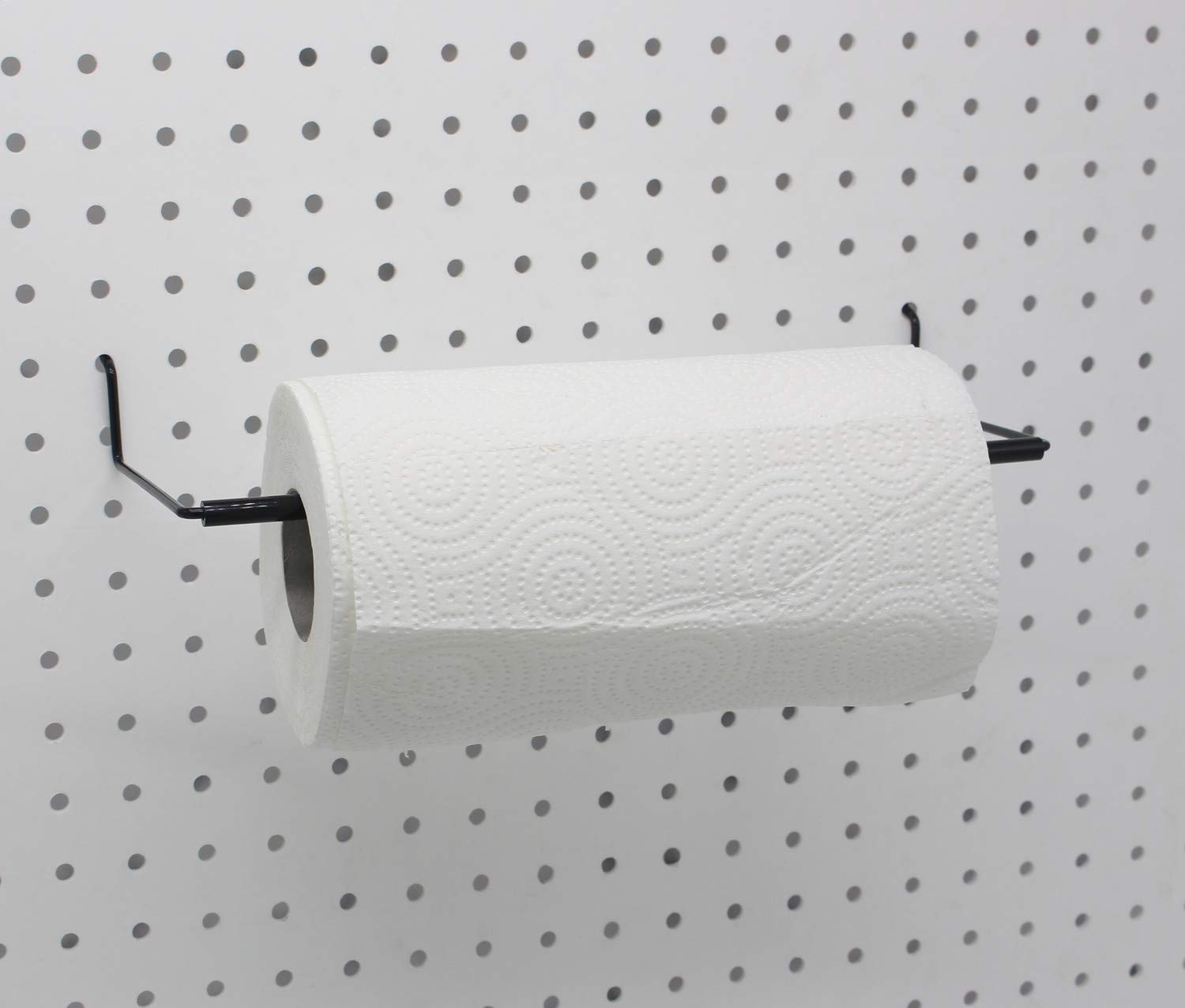 Paper Towel Holder for Pegboard, Extendable, Fit Any Standard Pegboard, Pegboard Organization Accessory Hook for Workshop, Garage, Kitchen, Laundry Room, Bathroom 4 Packs, Black (4 PCS)