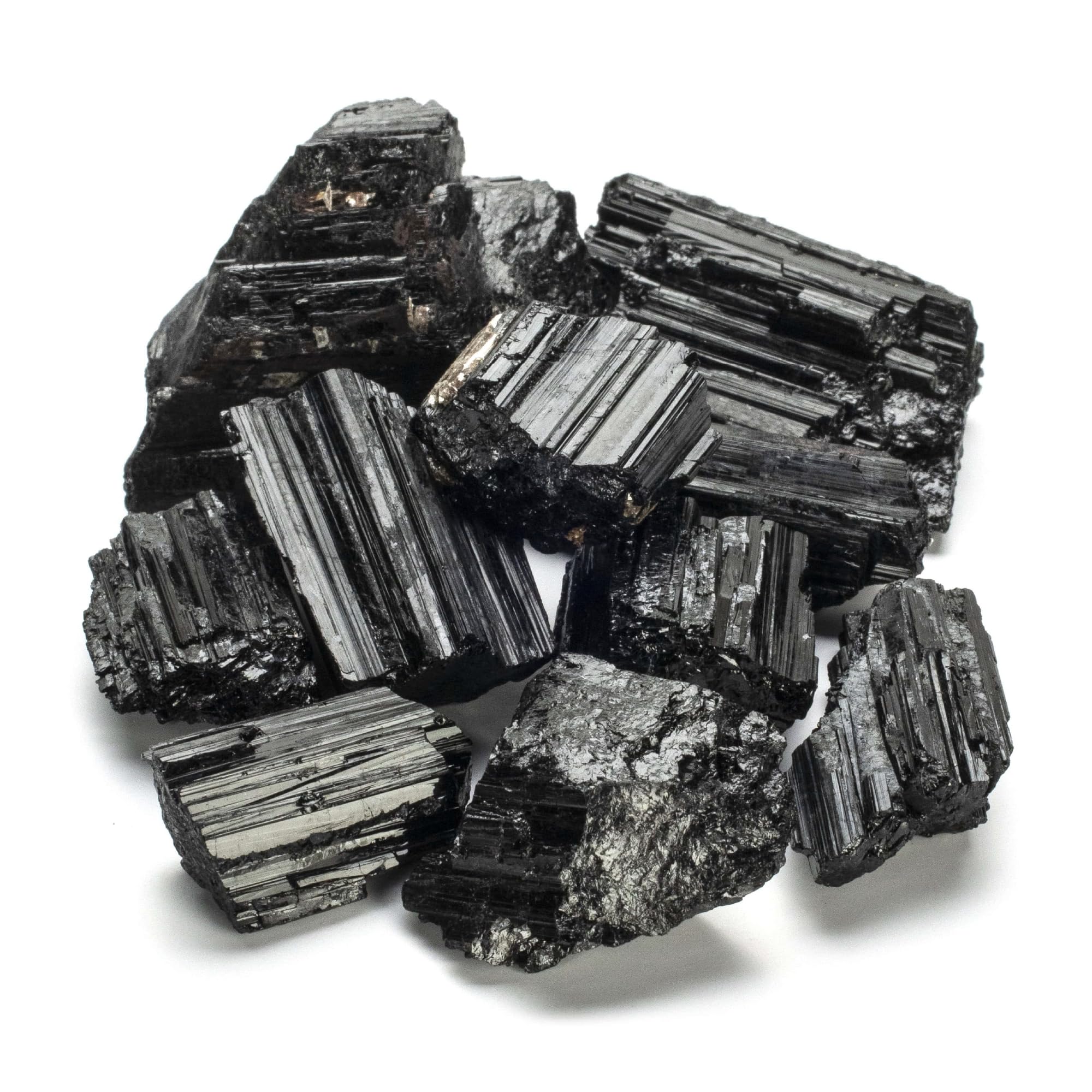 KALIFANO Black Tourmaline Bundle with Calming and Purification Energy - Brazilian Turmalina Negra Schorl Reiki Healing Crystal Used for Protection and Security (Information Card Included)