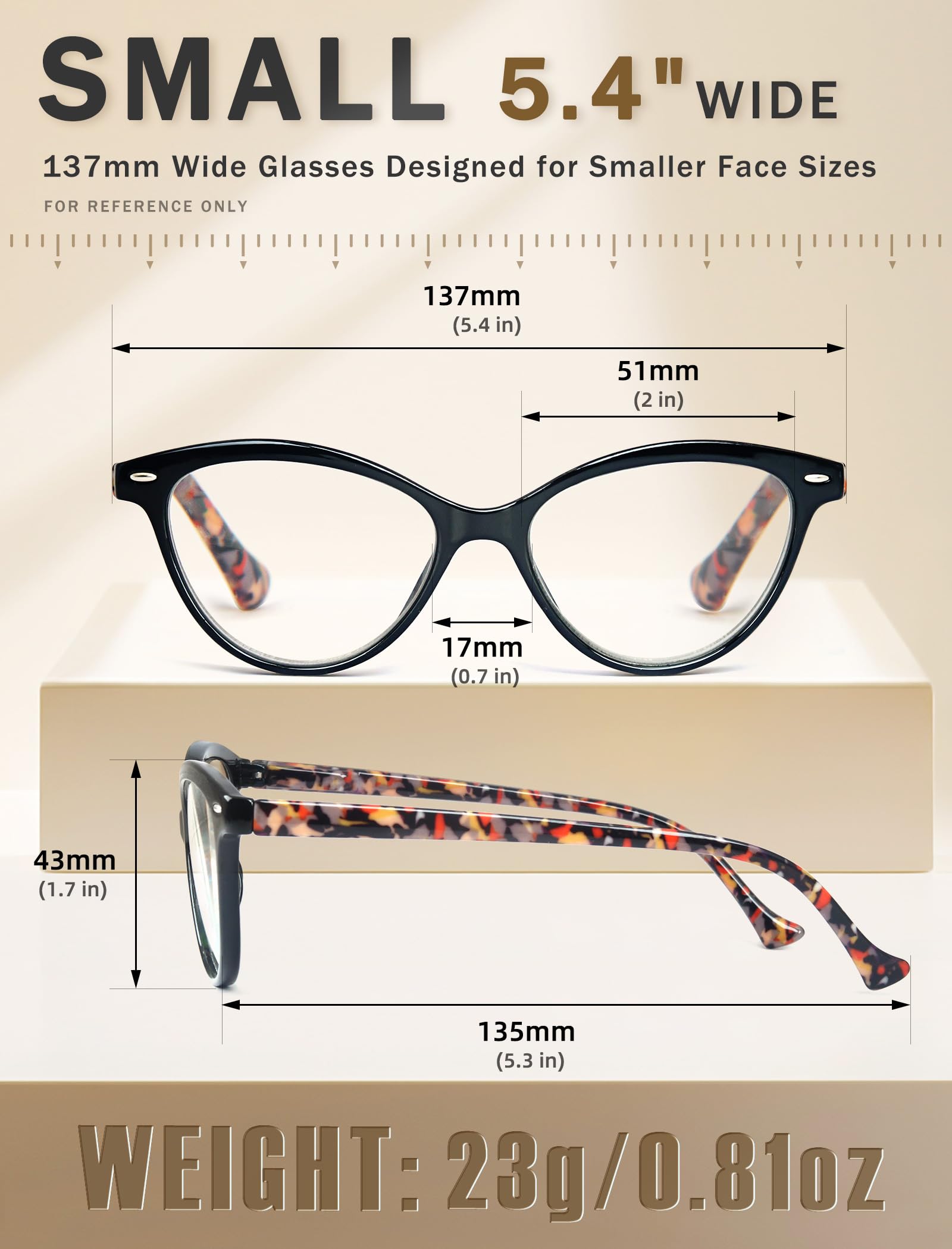 HEEYYOK Women Reading Glasses 4-Pack,Cateye Readers Glasses Small Face Comfort Spring Hinge (1.75, 4 Mix Color)
