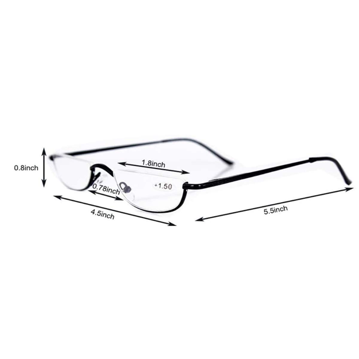 DABYDA Half Reading Glasses,Metal Frame Readers for Women Men with Pouch (2 Pairs 1.5)