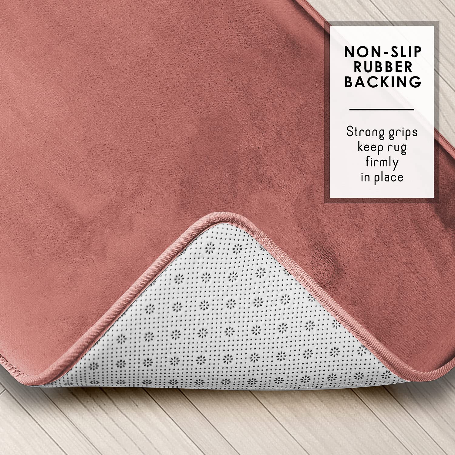Clara Clark 2 Piece Bathroom Rugs Bath Mat Set, Velvet Memory Foam Bath Mats for Bathroom - Non-Slip, PVC Backing Bath Rugs, Washable Bathroom Rug Mats - Dries Quickly, Bathroom Rug Set - Misty Rose
