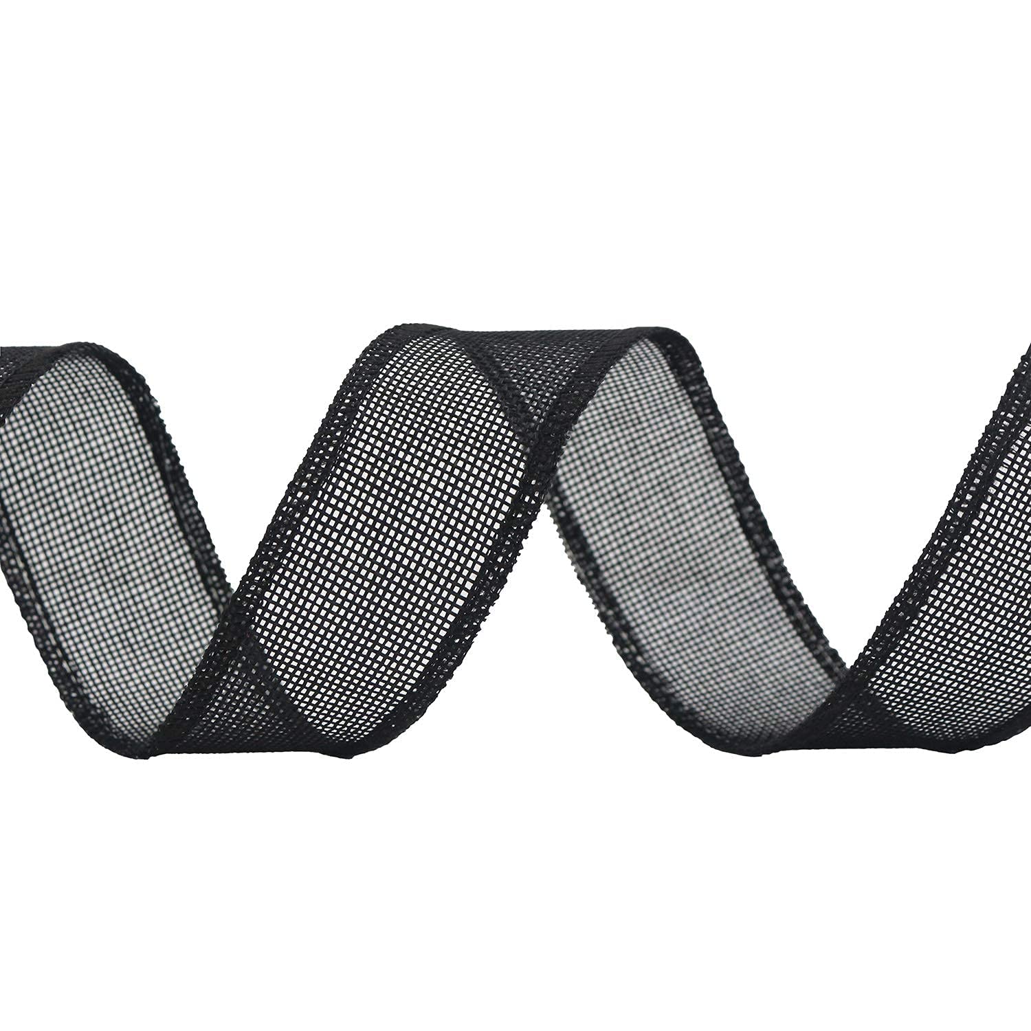 MEEDEE Black Burlap Wired Ribbon - 1.5 Inch, 10 Yards for Crafts, Weddings, Gift Wrapping, Home Decorating