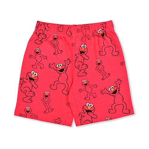 Sesame Street Elmo and Cookie Monster Boys 2 Piece T-Shirt and Short Set for Infant and Toddler- Red/Blue