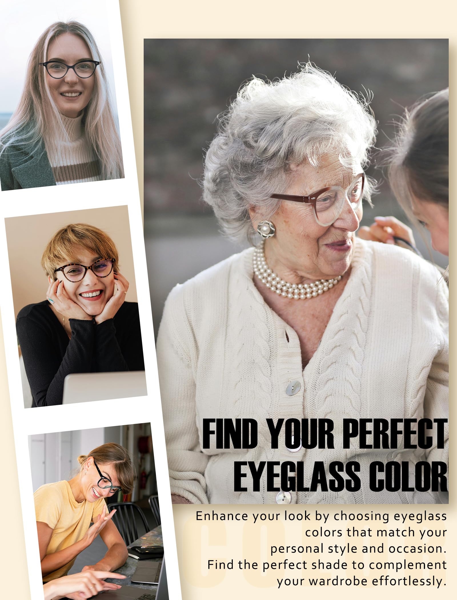 HEEYYOK Women Reading Glasses 4-Pack,Cateye Readers Glasses Small Face Comfort Spring Hinge (1.75, 4 Mix Color)
