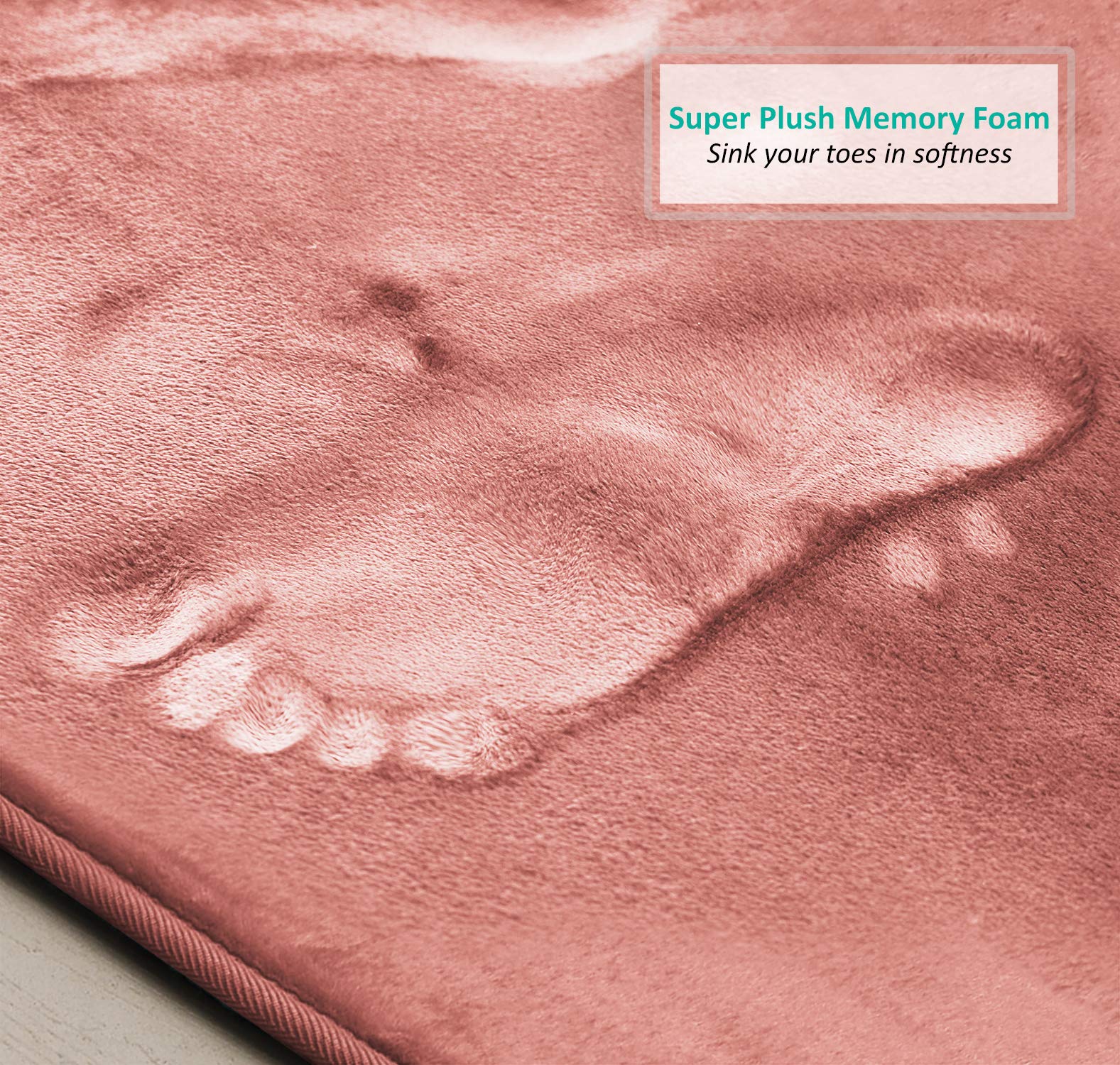Clara Clark 2 Piece Bathroom Rugs Bath Mat Set, Velvet Memory Foam Bath Mats for Bathroom - Non-Slip, PVC Backing Bath Rugs, Washable Bathroom Rug Mats - Dries Quickly, Bathroom Rug Set - Misty Rose