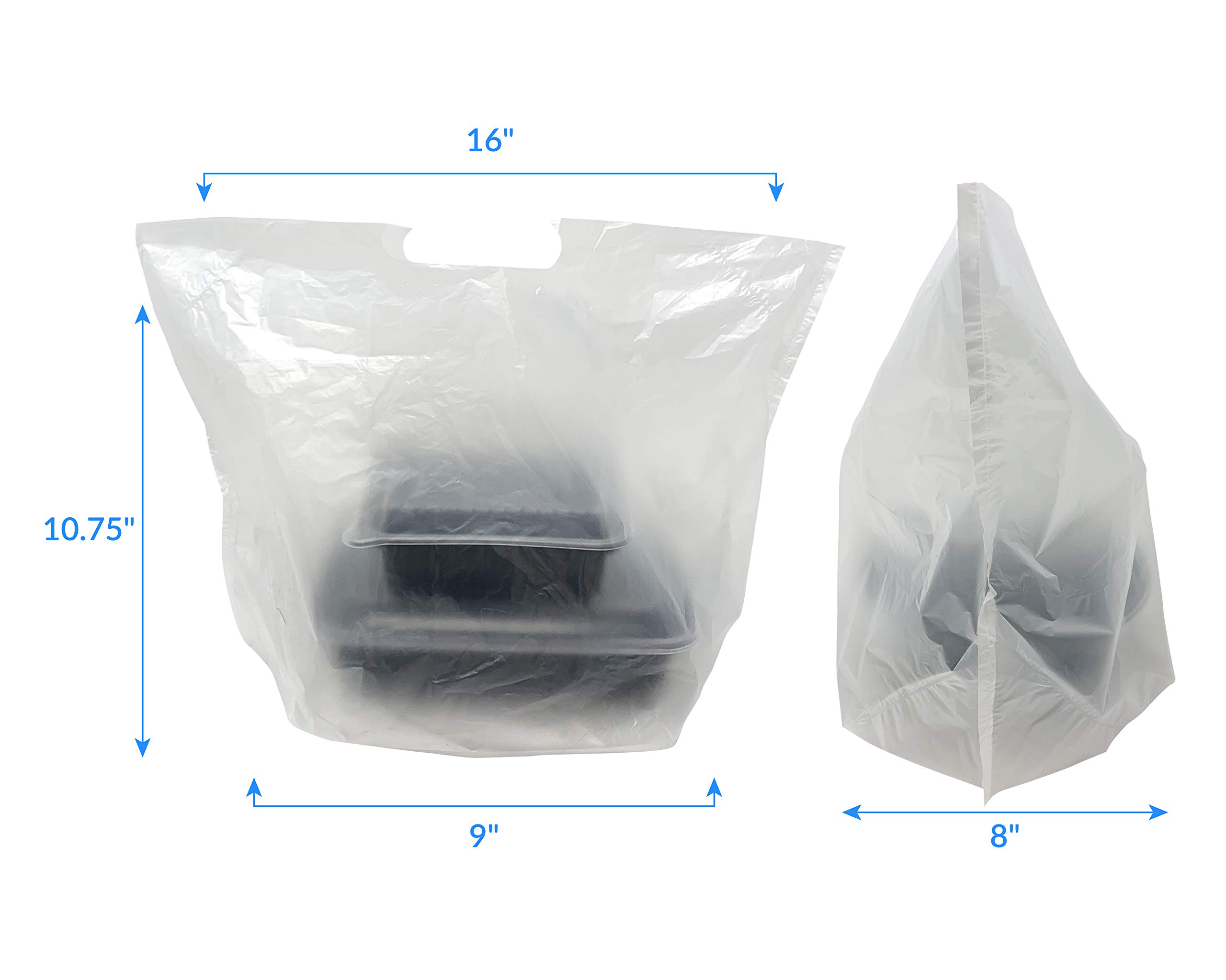 Reli. To Go Bags/Take Out Bags (250 Count) (Small 16" L x 8" W + 10.75" H) Reusable Plastic Bags with Handles | Die Cut Handle - Plastic | Use for Shopping, Business, Carry Out, Restaurant