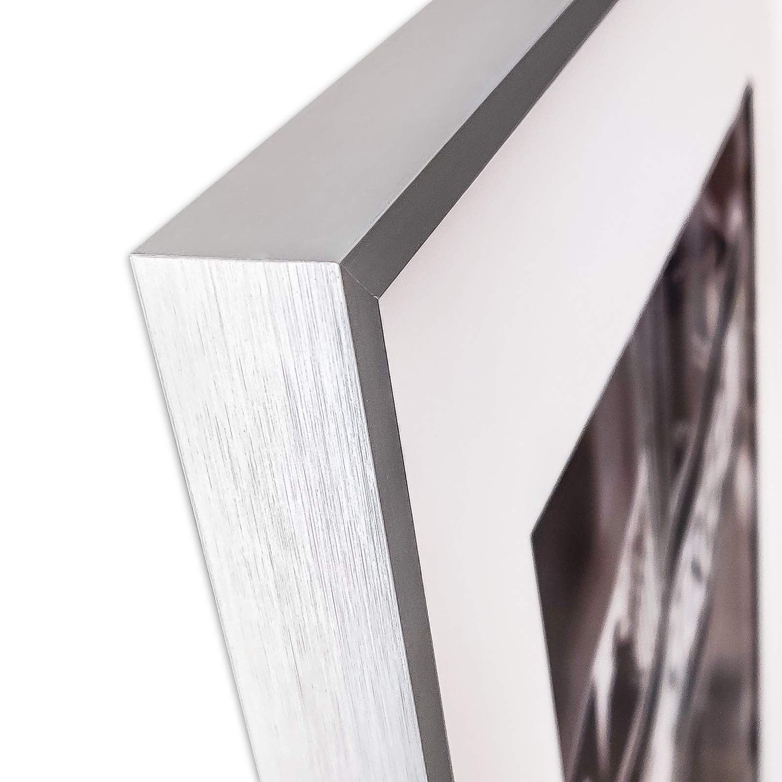 TheDisplayGuys - Contemporary Aluminum Picture Frame - Tempered Glass - 16 X 20 matted to 11 X 14 - Silver - Wall Hanging