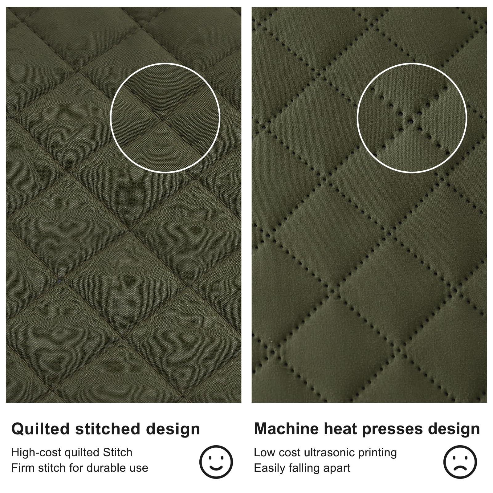 SunStyle Home Quilt Set King Olive Green Lightweight Bedspread Soft Reversible Coverlet for All Season 3pcs Army Green Diamond Quilted Bedding Sets (1 Quilt 2 Pillow Shams)(106"x96")