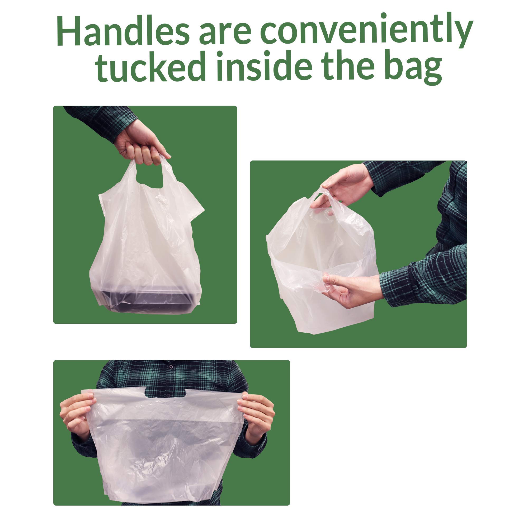 Reli. To Go Bags/Take Out Bags (250 Count) (Small 16" L x 8" W + 10.75" H) Reusable Plastic Bags with Handles | Die Cut Handle - Plastic | Use for Shopping, Business, Carry Out, Restaurant
