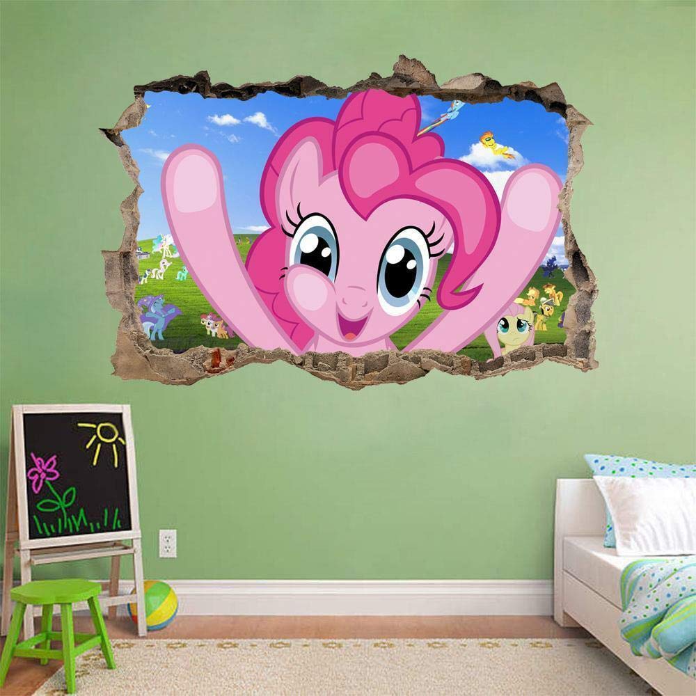 Peel and Stick Vinyl Stickers,My Little Horse Smashed Wall Decal Graphic Wall Sticker Decor Art Pinkie Pie-50CMx70CM